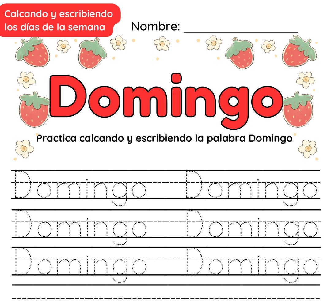 Calca Y Escribe Los Días De La Semana En Español (para Imprimir)/write ...