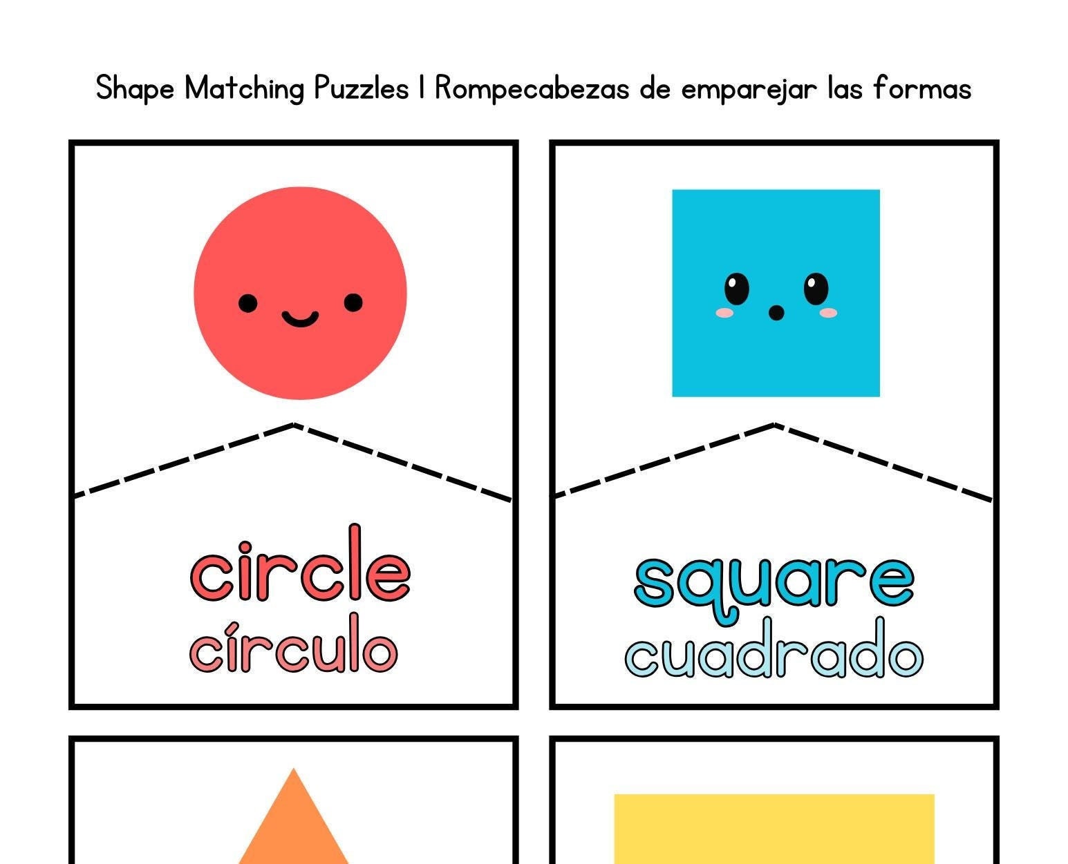 Printable Match the Shapes With Me Puzzle (english &spanish ...