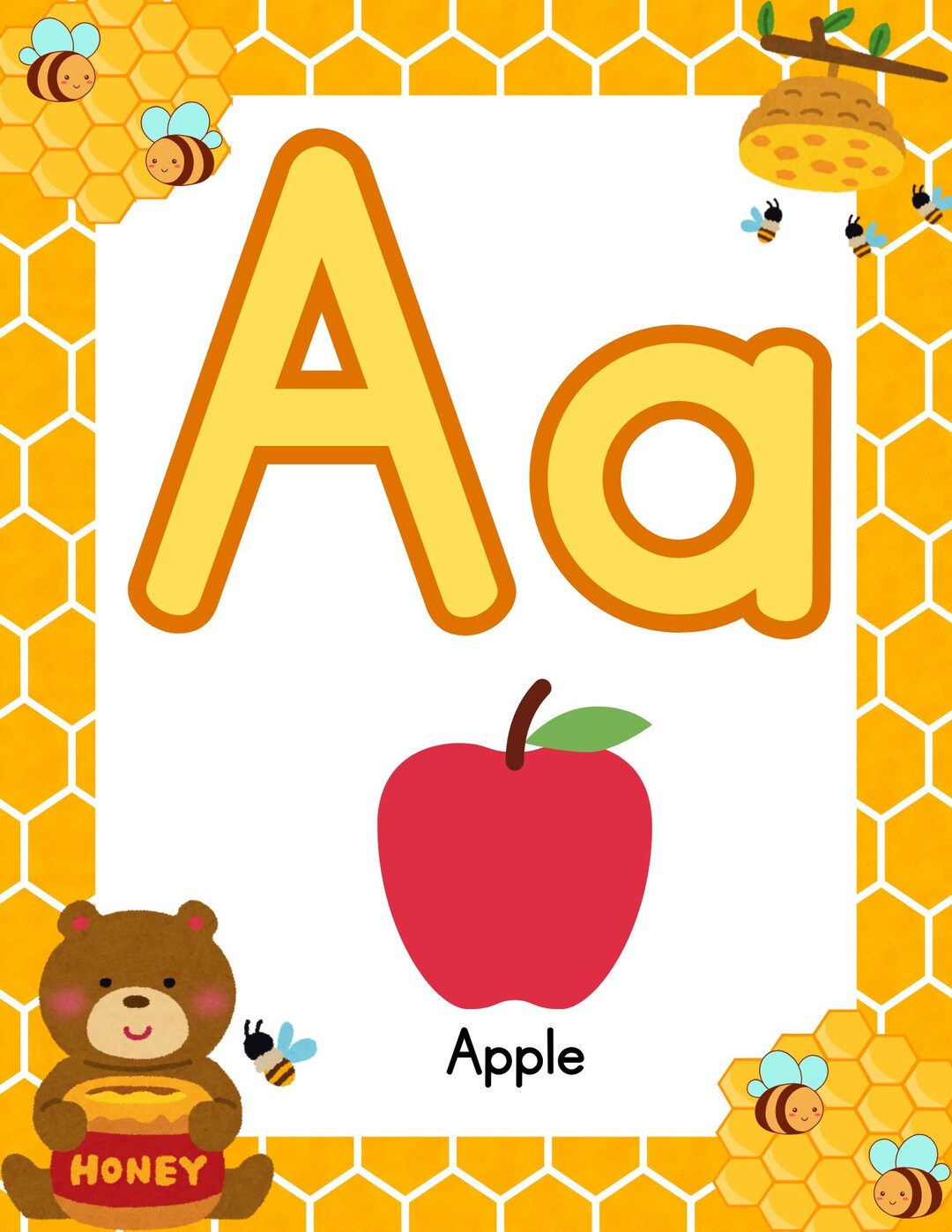 Bee Happy Honey Bear Alphabet & Numbers Posters: Classroom/ Playroom ...