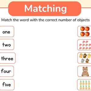 Tracing and Matching Numbers 1-10 Printable Worksheets - Etsy