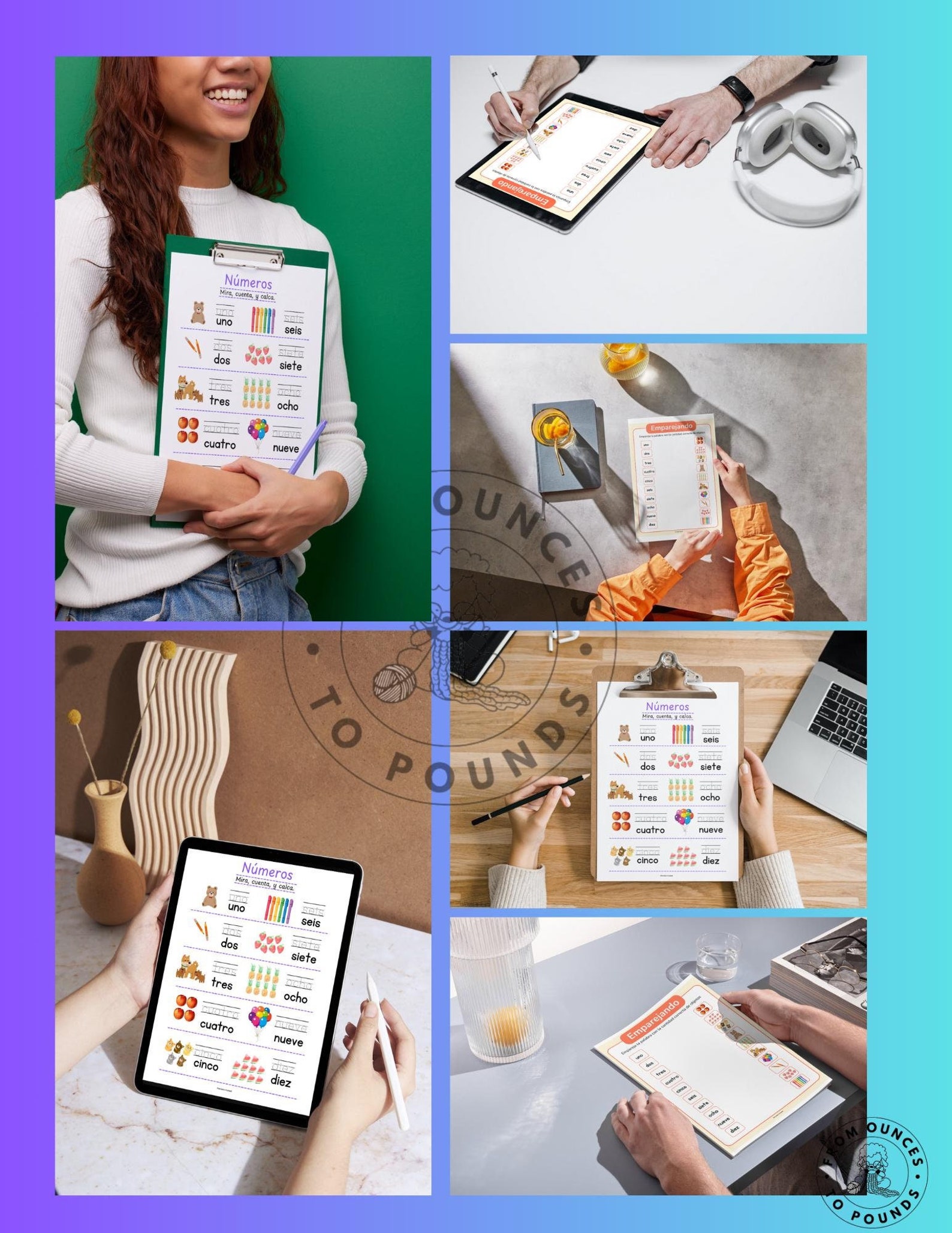 Tracing and Matching Numbers 1-10 Printable Worksheet in Spanish ...