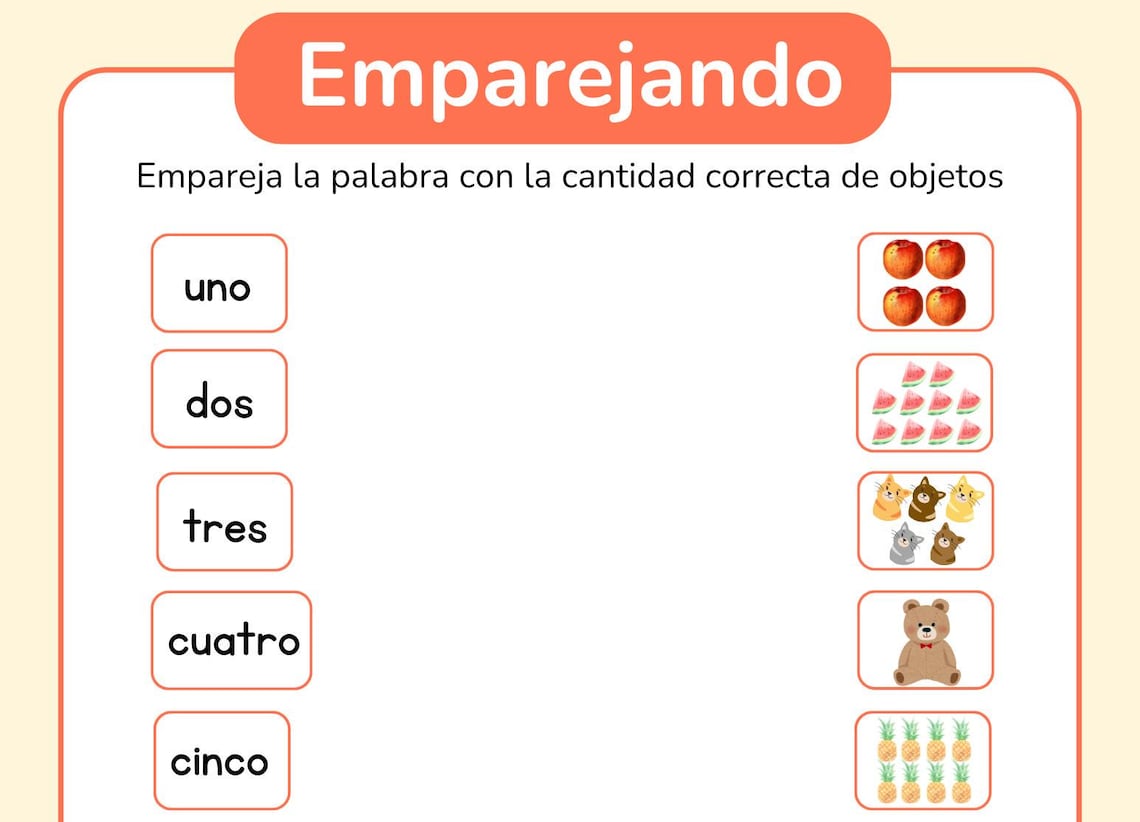 Tracing and Matching Numbers 1-10 Printable Worksheet in Spanish ...