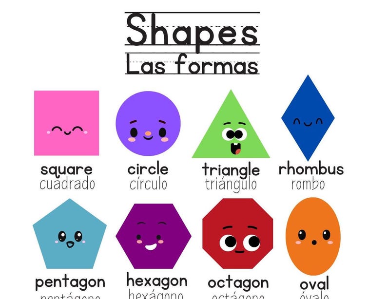 The Shapes Bilingual Educational Poster (english-spanish Digital ...