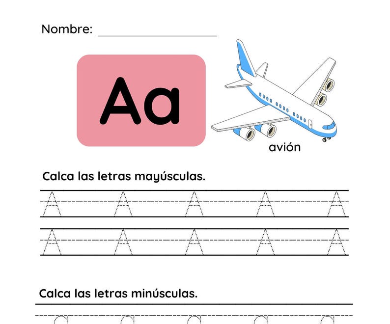 Spanish Alphabet Tracing Activity Book With ABC Poster (printable ...