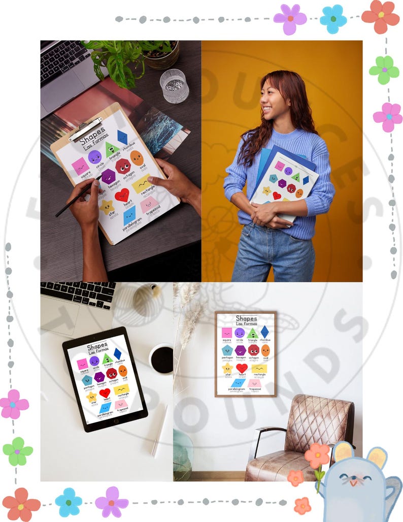 The Shapes Bilingual Educational Poster (english-spanish Digital ...