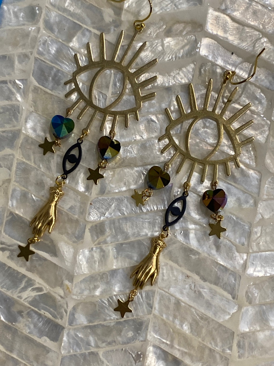 Mystical Third Eye Evil Eye Stars Eyelashes and Vintage Hand - Etsy