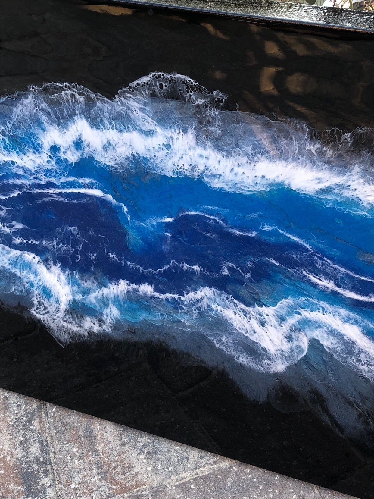 BLACK SAND Midnight Moonlight Beach Ocean Seascape Wave Resin Painting ...