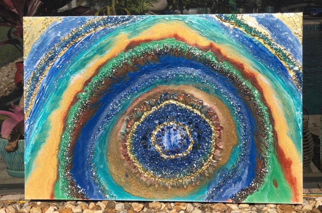 Mixed Media Abstract Painting Citrine Sunlight Gallery Wrapped Canvas ...