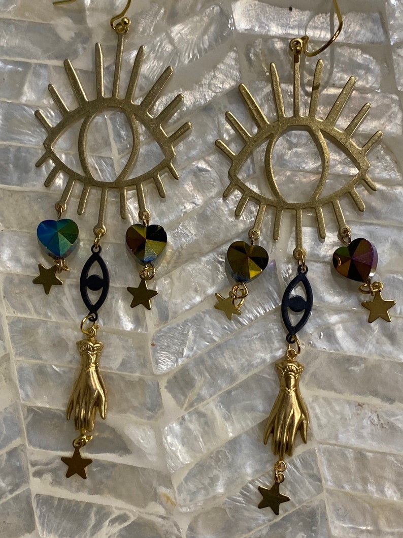 Mystical Third Eye Evil Eye Stars Eyelashes and Vintage Hand - Etsy