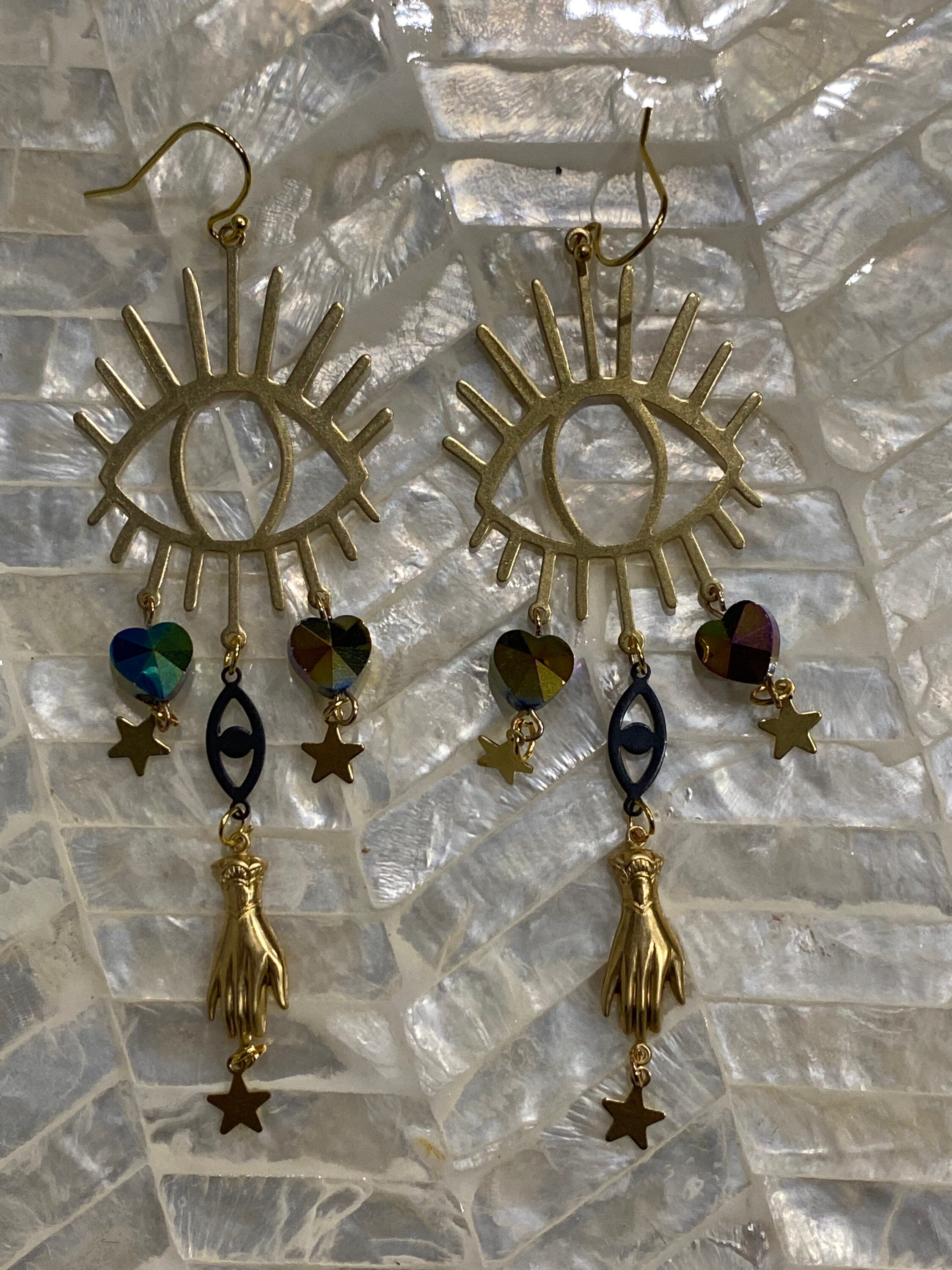 Mystical Third Eye Evil Eye Stars Eyelashes and Vintage Hand | Etsy