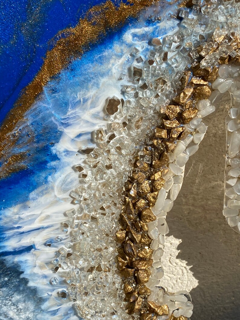 Mixed Media Abstract Freeform Ocean Mermaid Agate Geode Slice - Etsy