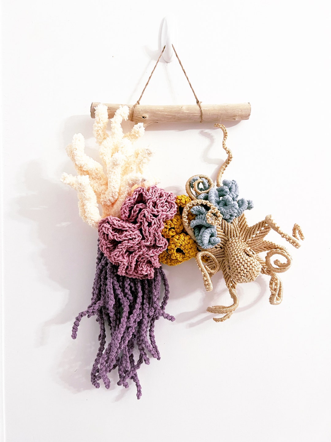 COMMISSION Only//octopus Art/ Small Macrame Ocean Art/coral Reef Art ...