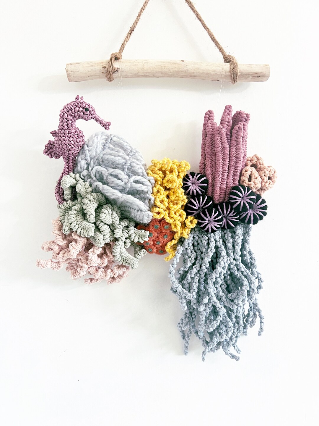 Commission Only// Small Seahorse Art// Macrame Coral Reef Art ...