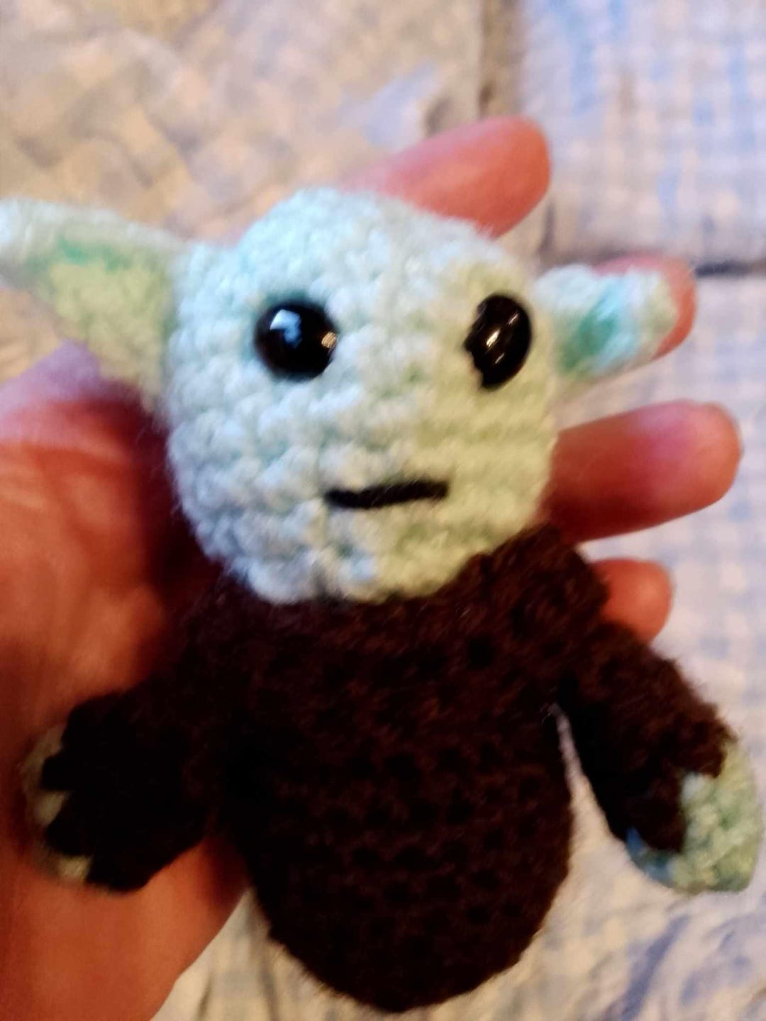 Baby Green Alien in Brown Robe, Crochet Green Alien, Baby, Green Alien ...