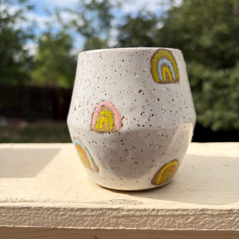Rainbow Doodle Mug, Large Pride Coffee Cup, Summer Drinkware - Etsy
