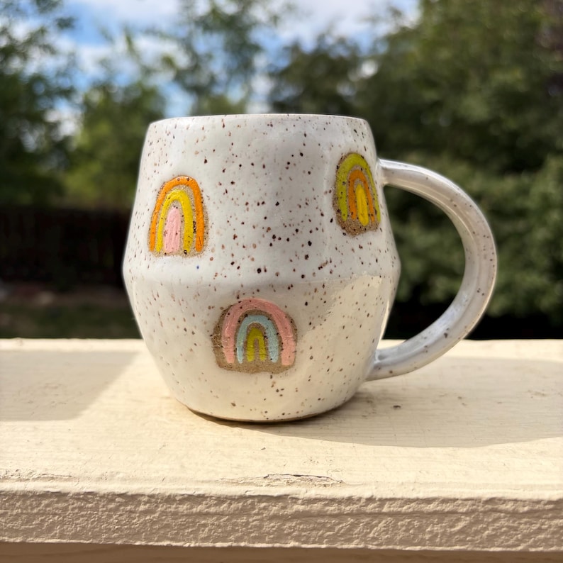 Rainbow Doodle Mug, Large Pride Coffee Cup, Summer Drinkware - Etsy