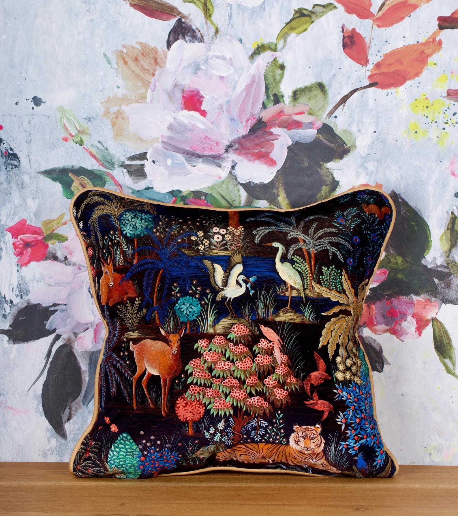 Pierre Frey Le Jardin Du Palais Velvet Pillow - Exotic Persian Gardens ...