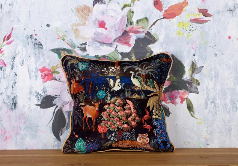 Pierre Frey Le Jardin Du Palais Velvet Pillow - Exotic Persian Gardens ...