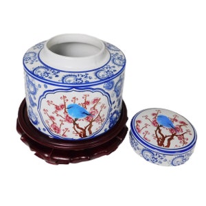 Decorative Blue and White Oriental Po Chu Round Jar - Etsy