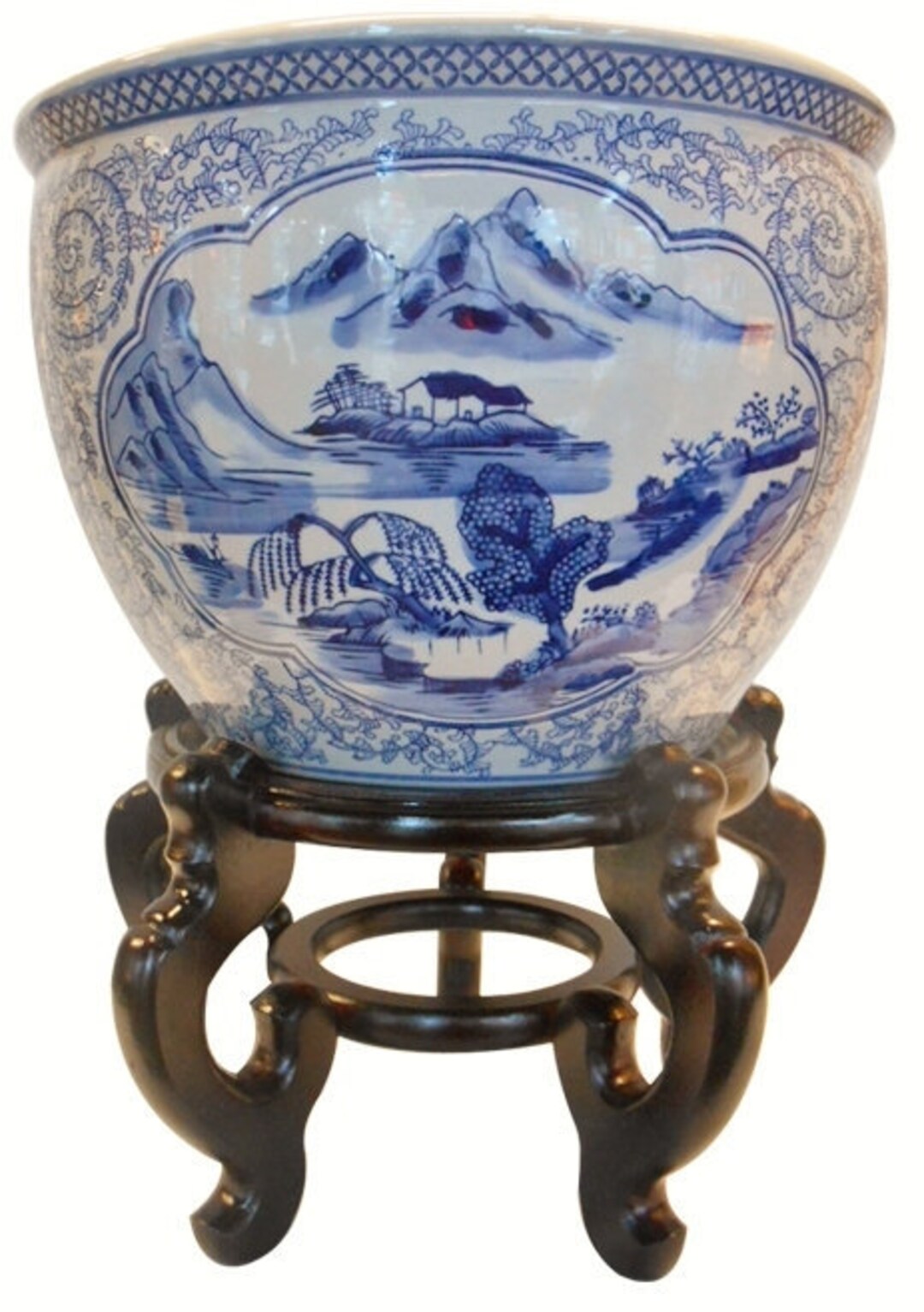 Blue and White Porcelain Garden Pots Painted Landscape - Etsy