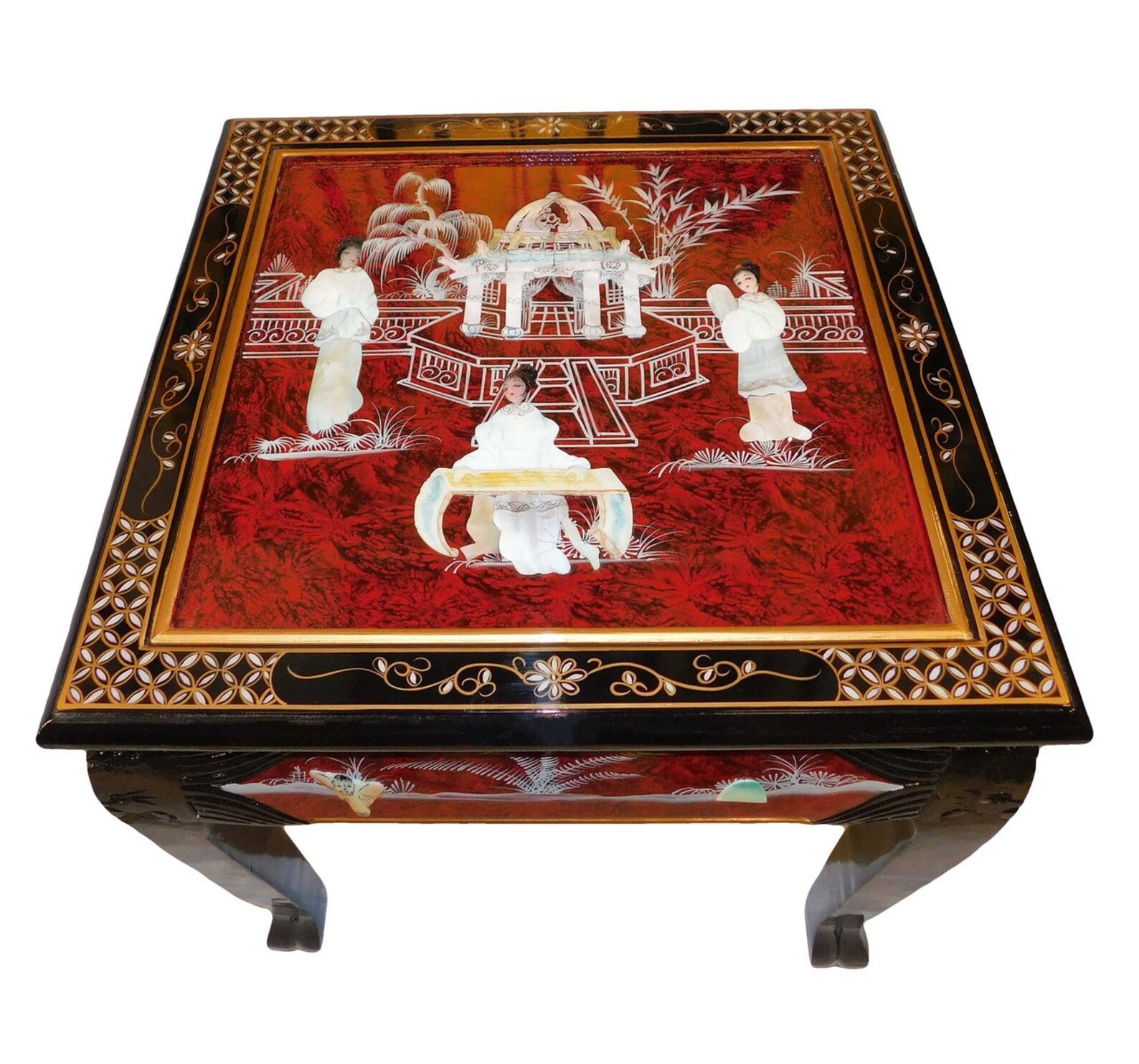 Dragon Leg Oriental End Table Inlaid Pearl in Black Lacquer - Etsy