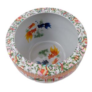 Chinese Rose Medallion Porcelain Fishbowl Planters With Coy Fish - Etsy