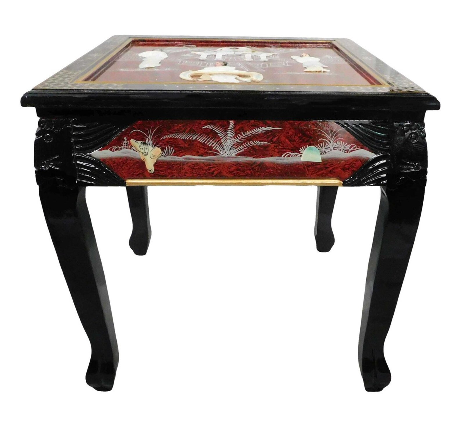 Dragon Leg Oriental End Table Inlaid Pearl in Black Lacquer - Etsy