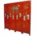 Chinese Red Lacquer Four Panel Room Divider Floor Screen With Mother of ...