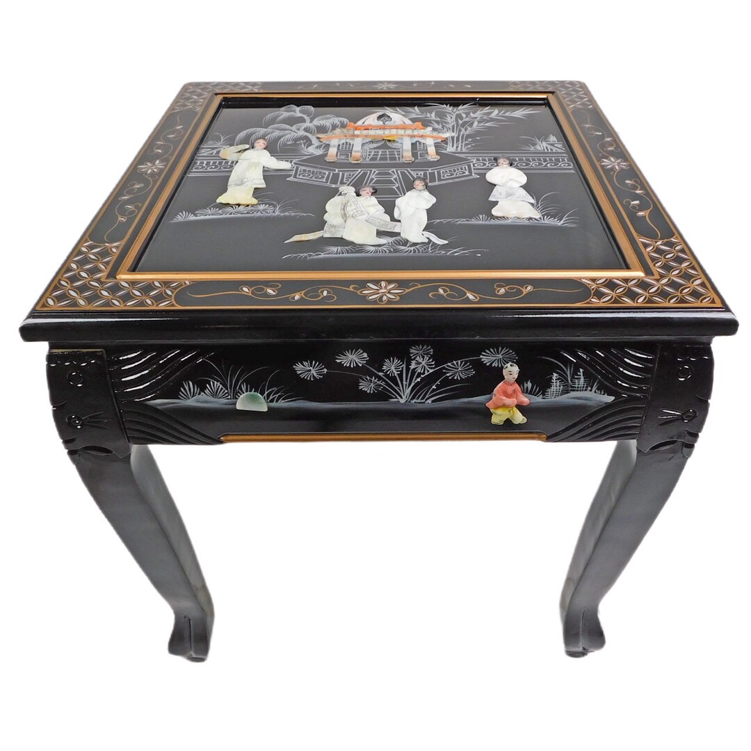 Dragon Leg Oriental End Table Inlaid Pearl With Gloss Lacquer - Etsy