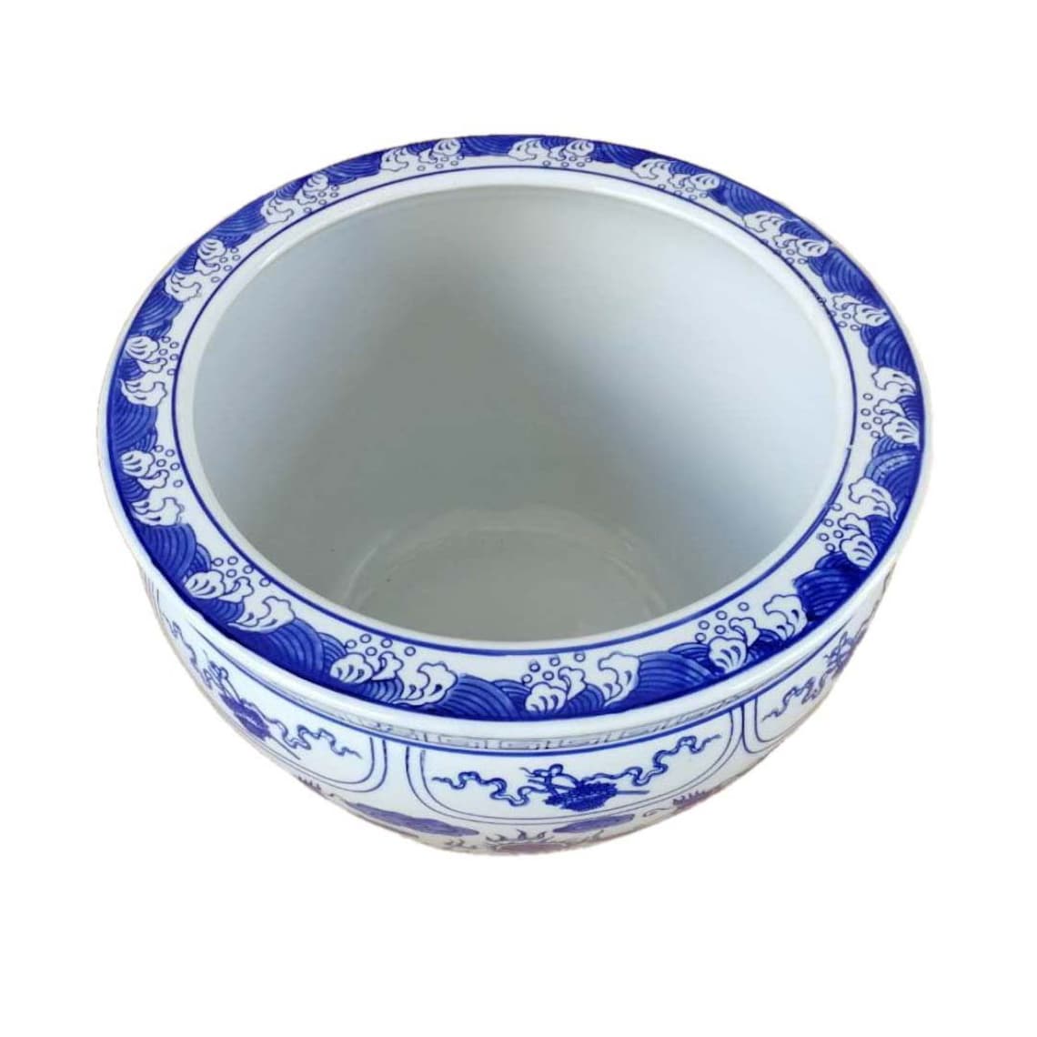 Blue and White Porcelain Fishbowl With Elephant Design - Etsy