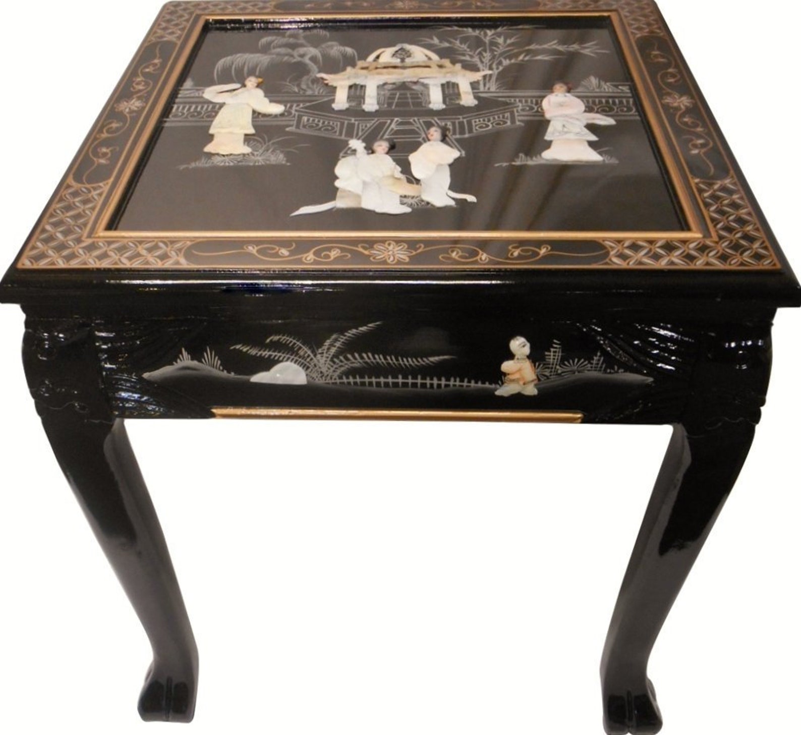 Dragon Leg Oriental End Table Inlaid Pearl in Black Lacquer - Etsy