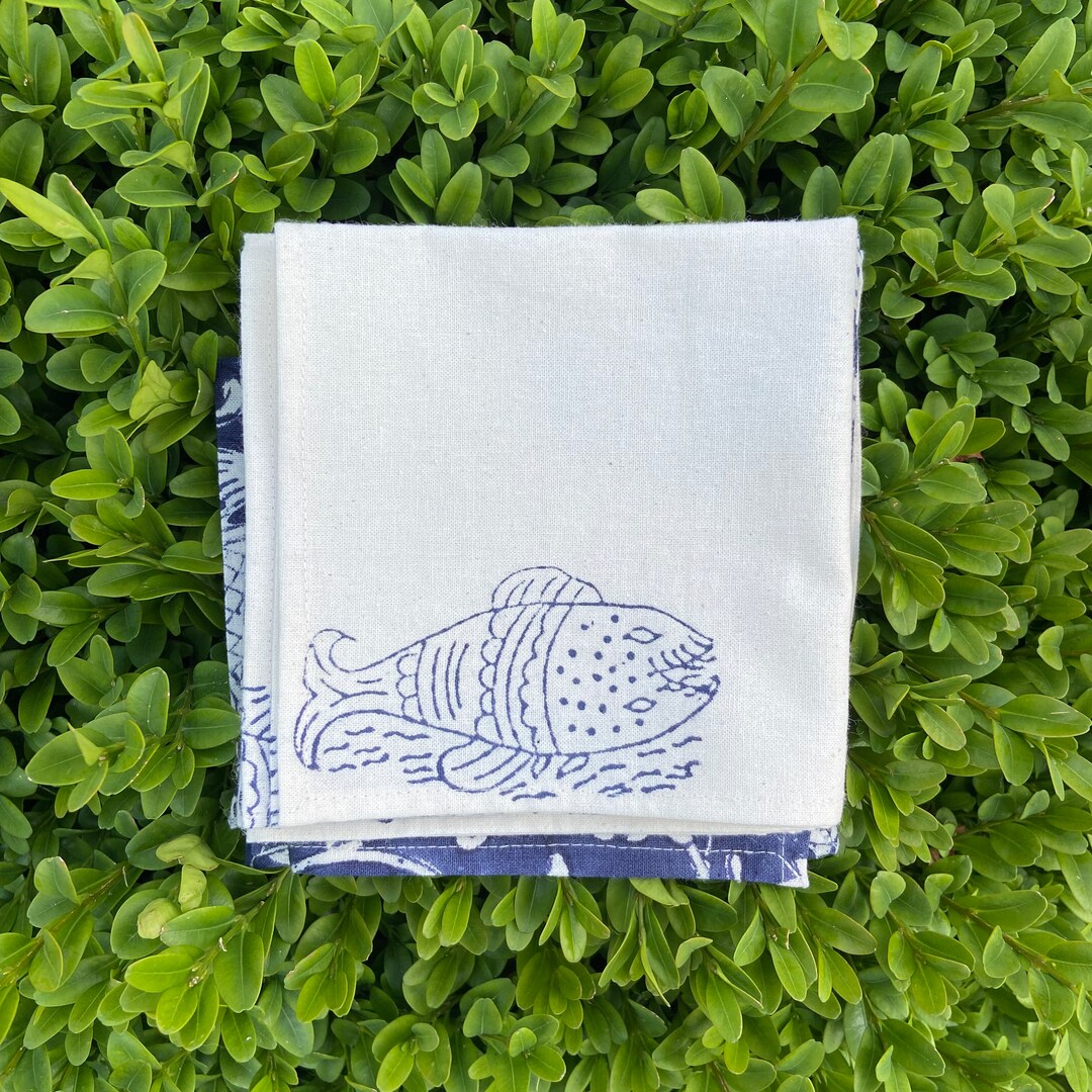 Set of 4 Cocktail Napkins Indian Block Print 25 X 25 Cm Fabric Napkins ...