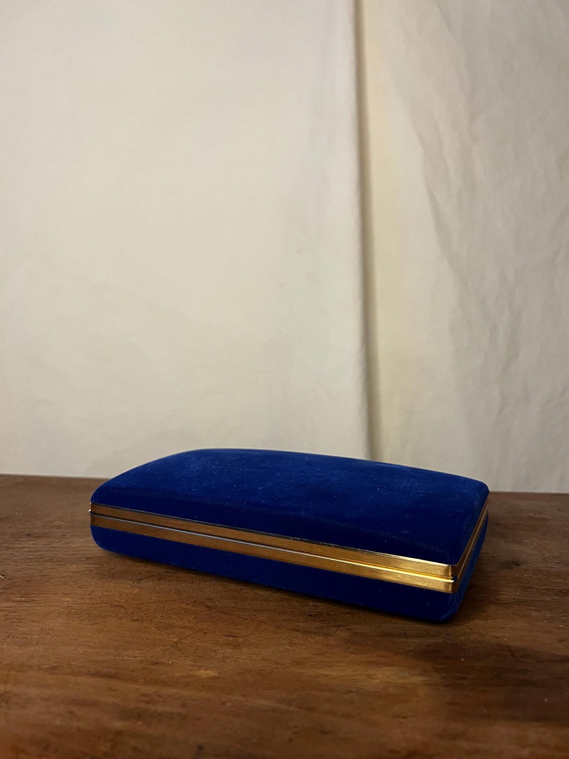 Vintage Royal Blue Velvet Jewelry Box | Travel-friendly Trinket ...
