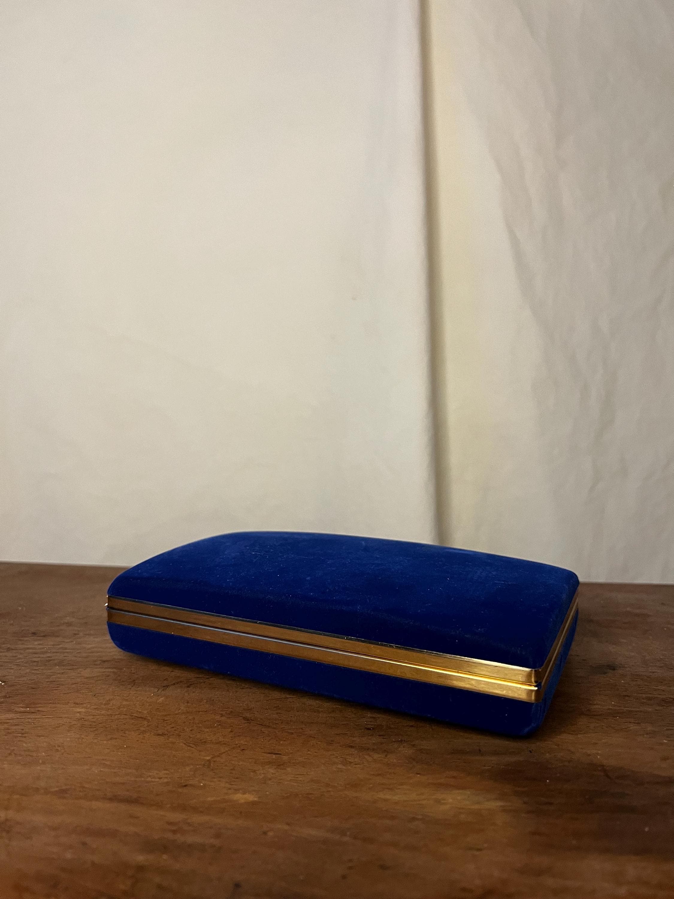Vintage Royal Blue Velvet Jewelry Box | Travel-friendly Trinket ...