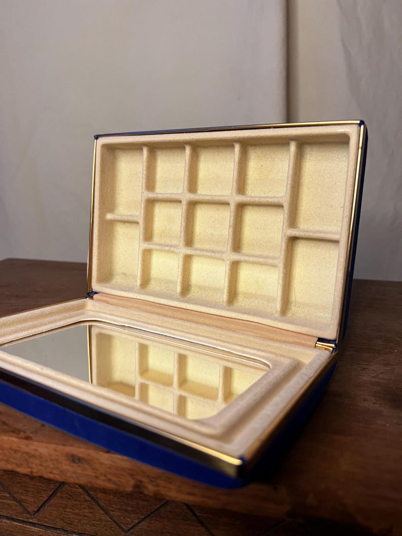 Vintage Royal Blue Velvet Jewelry Box | Travel-friendly Trinket ...