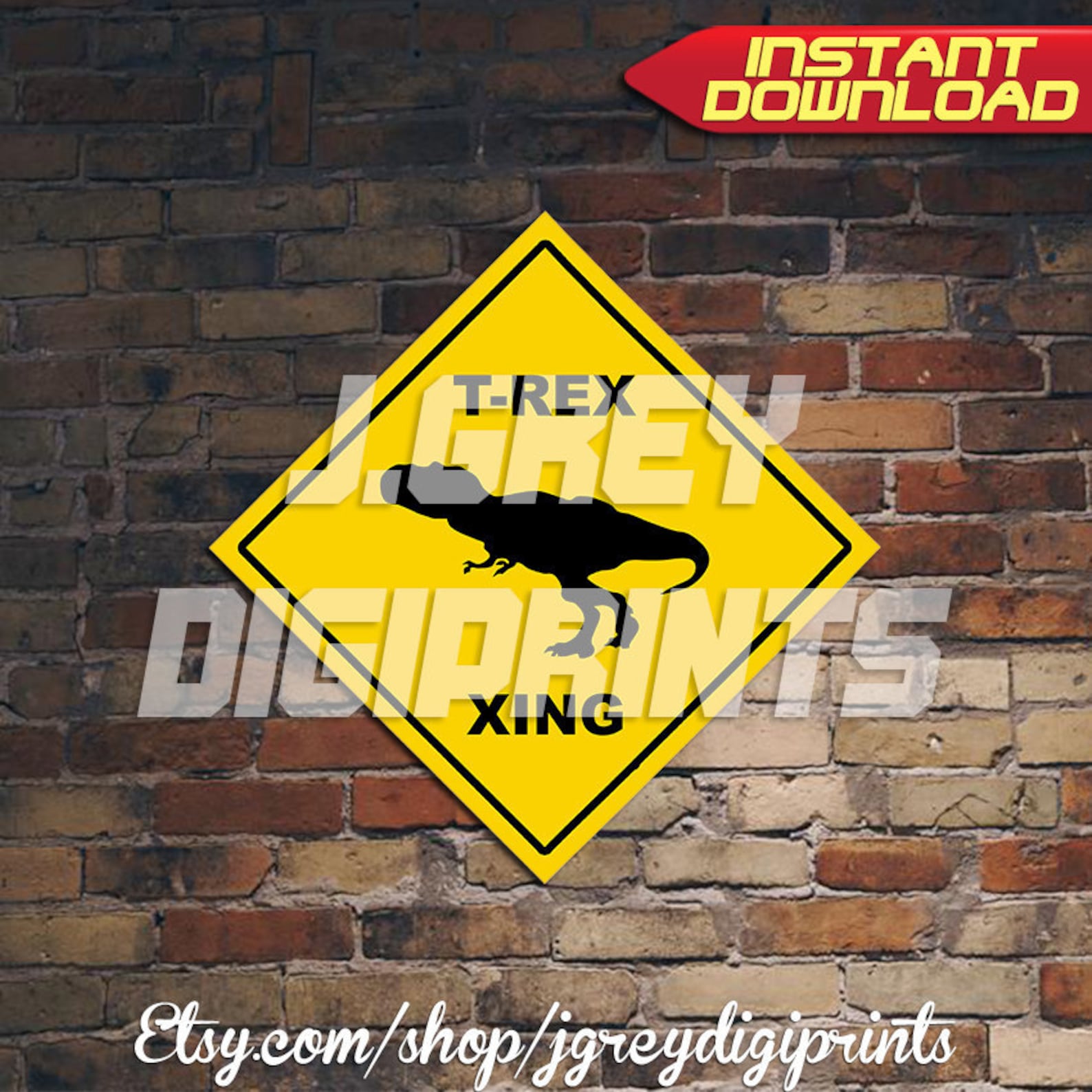 T-rex Xing Dinosaur Sign INSTANT DOWNLOAD, Dinosaur Party, Dinosaur ...