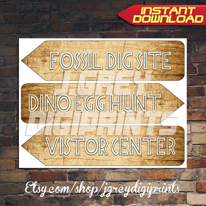Dinosaur Party Directional Sign Set – T-rex Theme (digital Download) - Etsy