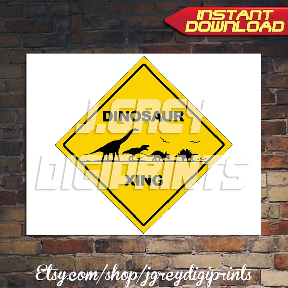 Dinosaur Xing Dinosaur Sign INSTANT DOWNLOAD Dinosaur - Etsy