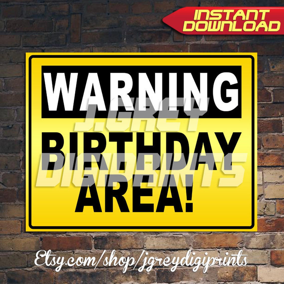 Warning Birthday Area Sign, Construction Party Decor (instant Download ...