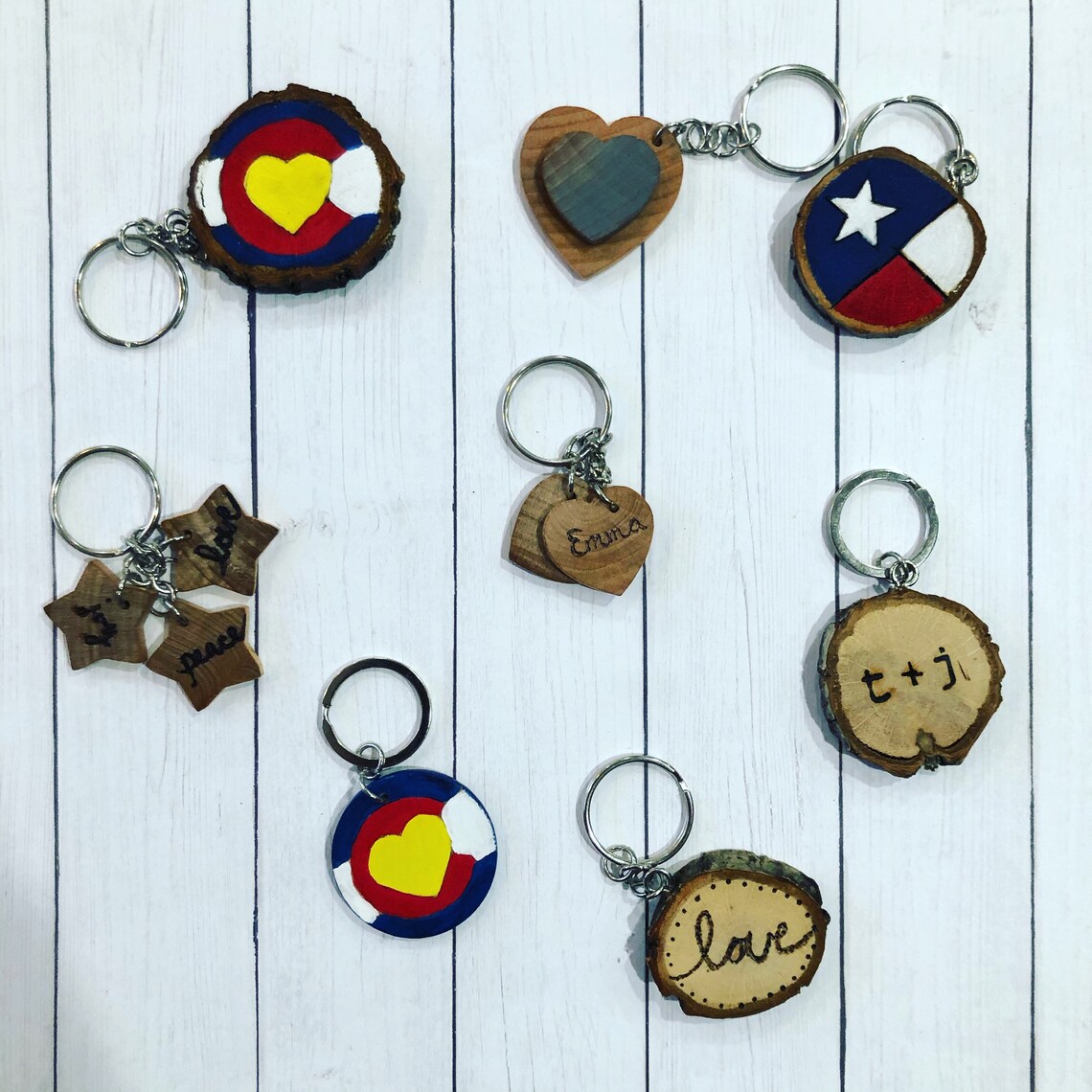 Colorado keychain flag wood slice keychain Denver girls trip | Etsy