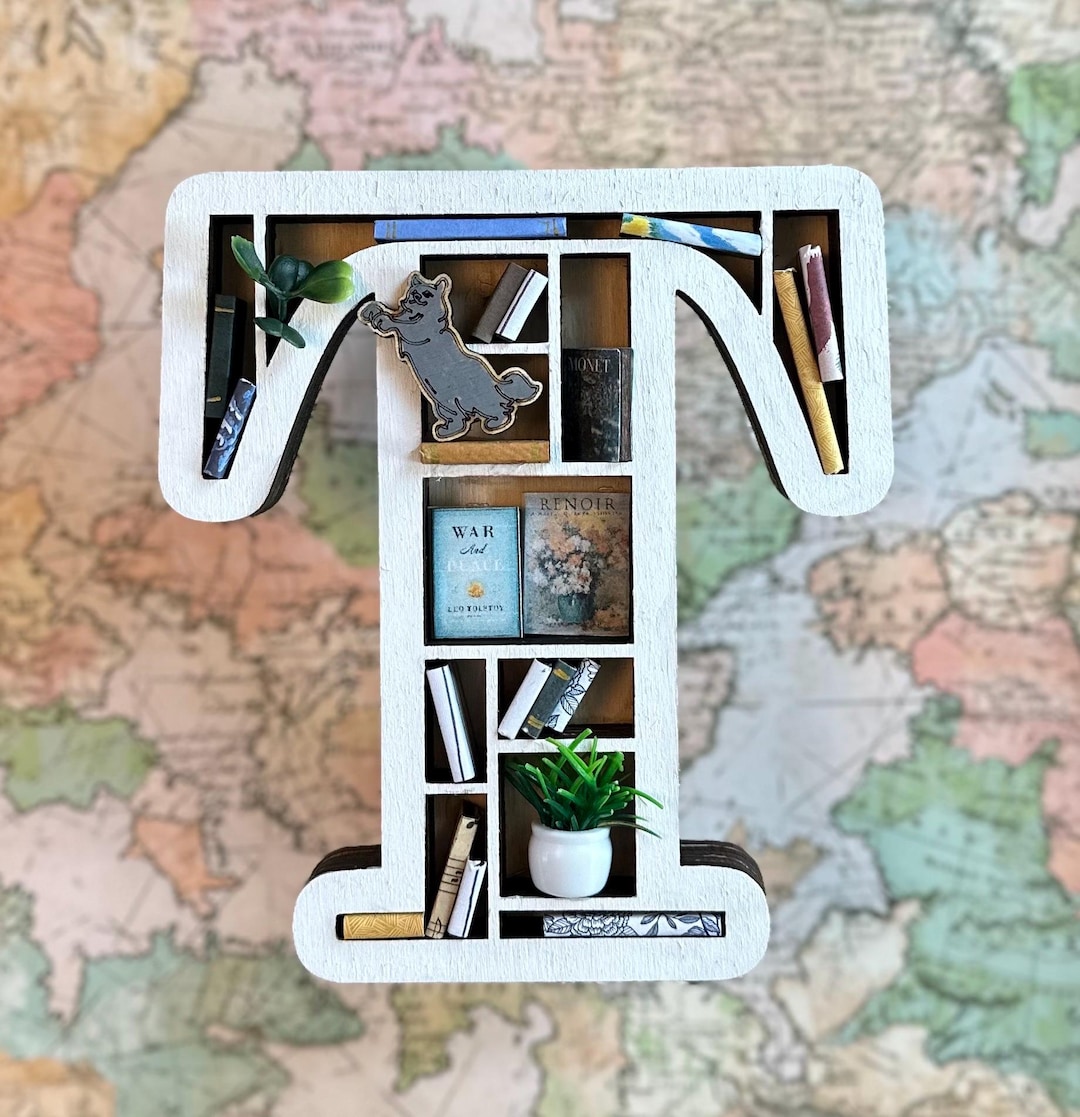 Miniature Bookshelf and Books, Letter Bookish Gifts for Book Lover ...