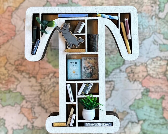 Miniature Bookshelf and Books, Letter Bookish Gifts for Book Lover ...