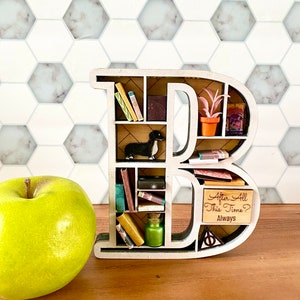 Miniature Bookshelf and Books, Letter Bookish Gifts for Book Lover ...