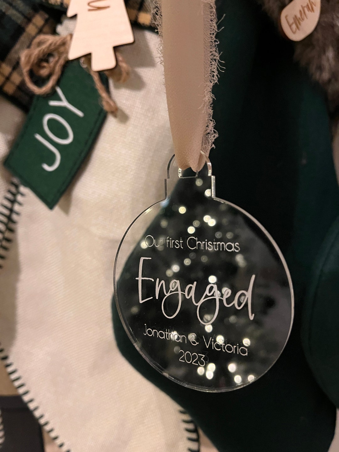 Engaged Christmas Ornament Our First Christmas Engaged Ornament Just ...