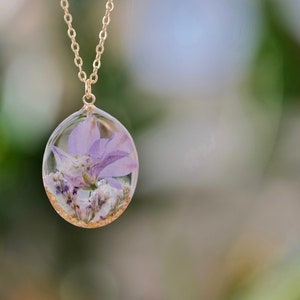 July Birth Flower Larkspur Necklace, Handmade Birth Month July Flower ...