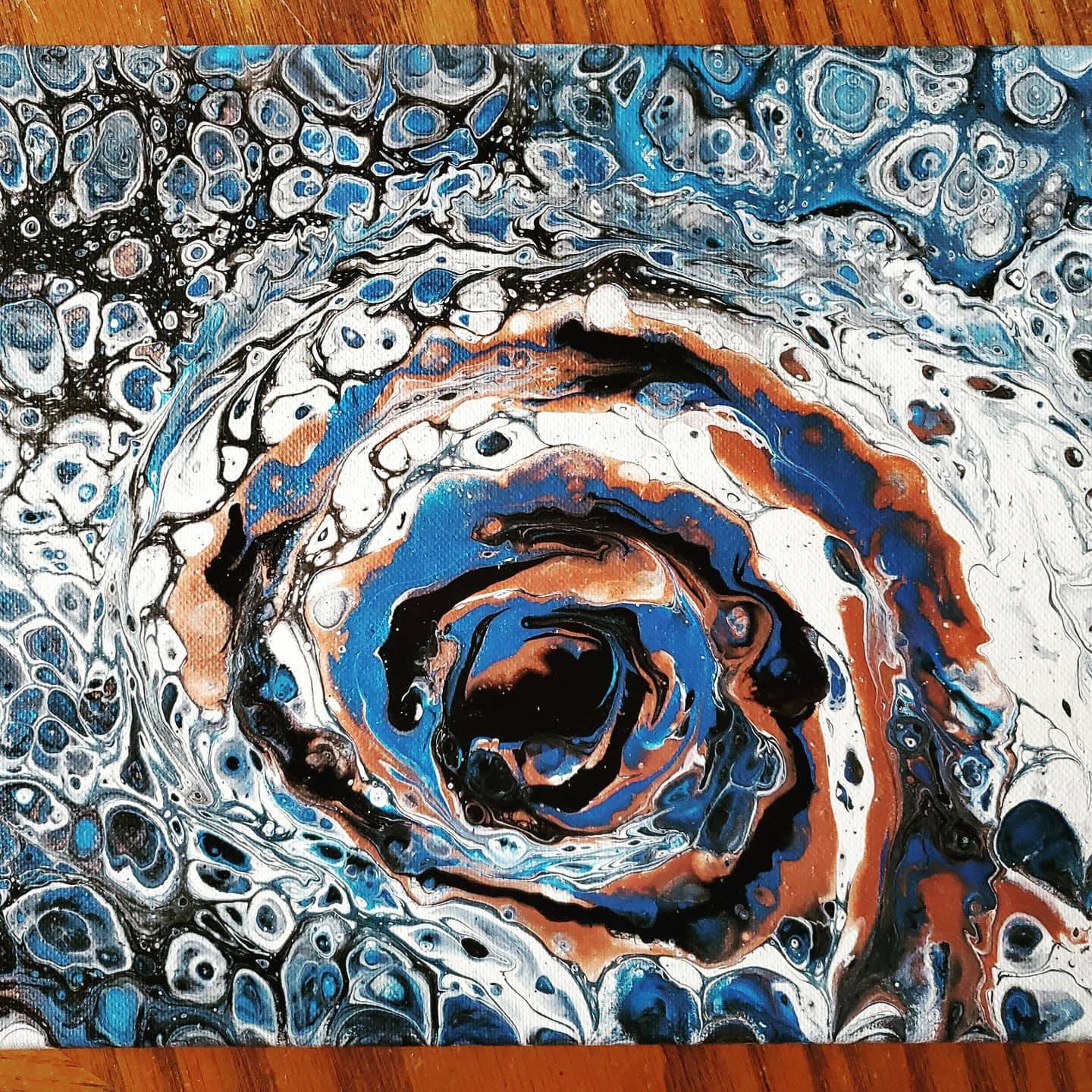 Eye of Dagon Abstract Poured Metallic Acrylic Painting 9 x | Etsy