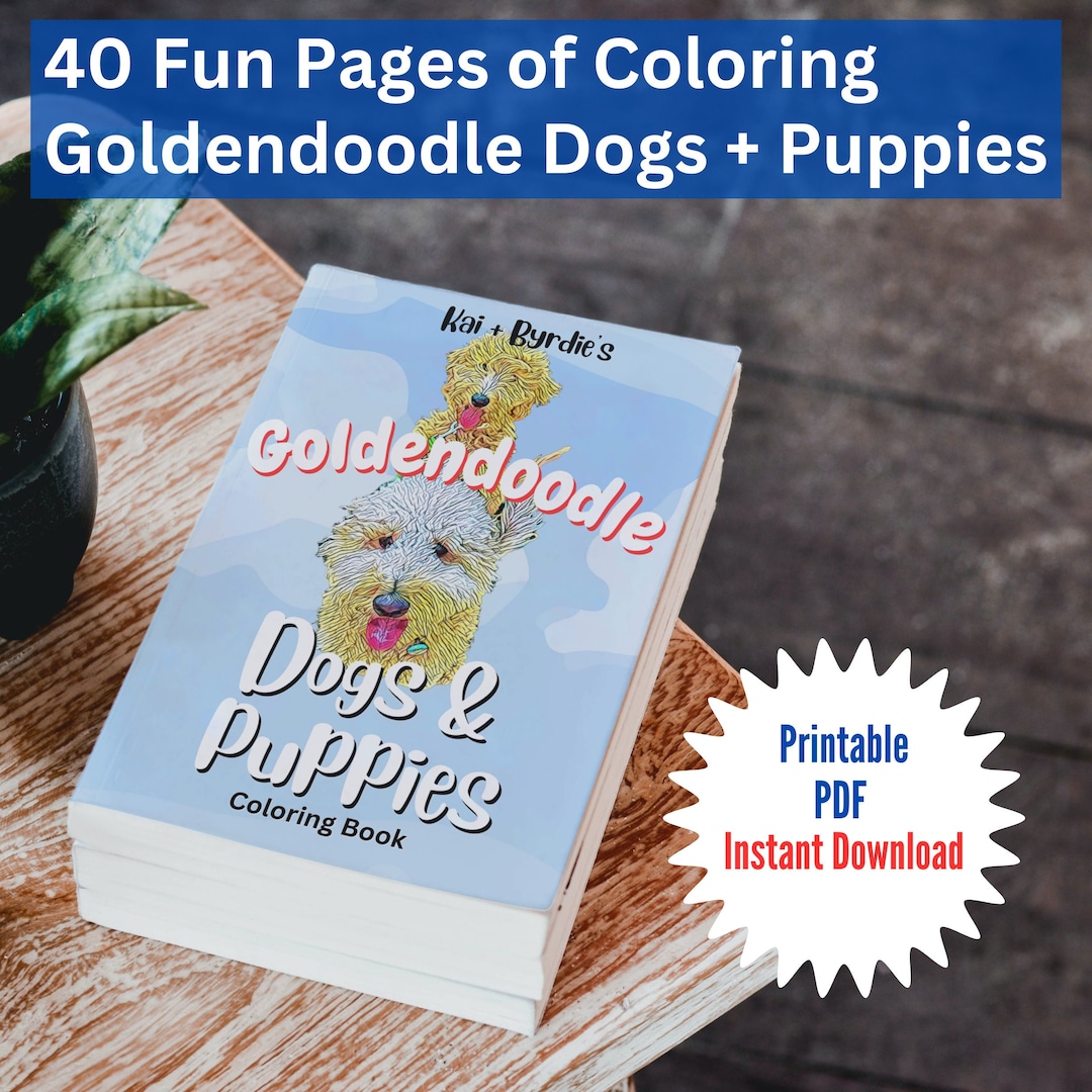 Goldendoodle Dogs and Puppies Printable Coloring Book INSTANT DOWNLOAD ...
