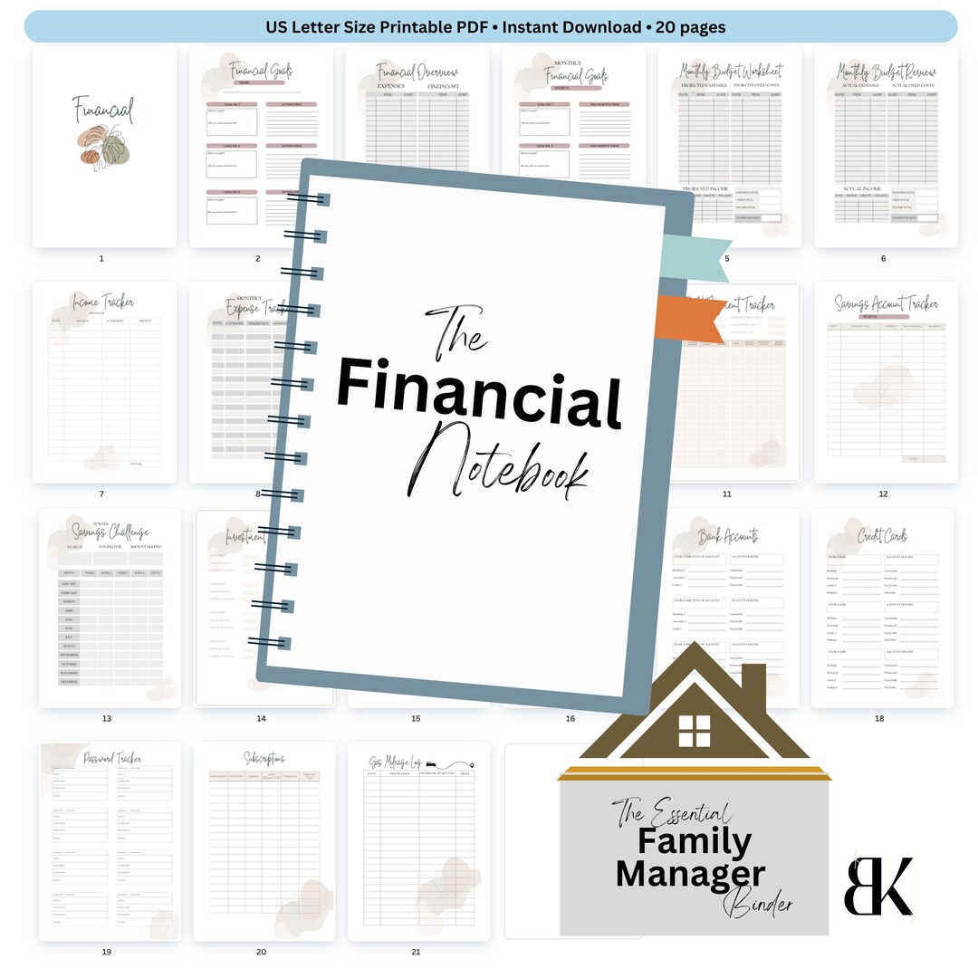 FINANCIAL PLANNER Pages, Financial Tracker, Family Manager Binder ...
