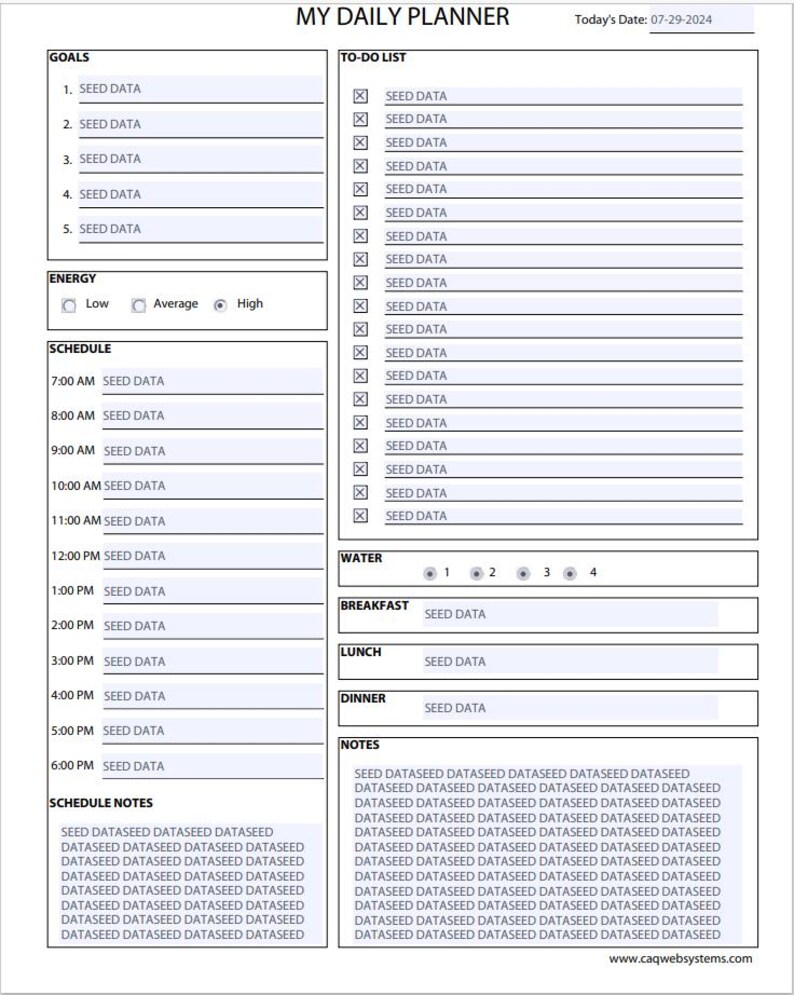 MY DAILY Planner - PDF Daily Checklist and Fillable Form - Etsy