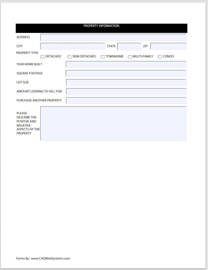 Seller Listing Questionnaire Form - Etsy
